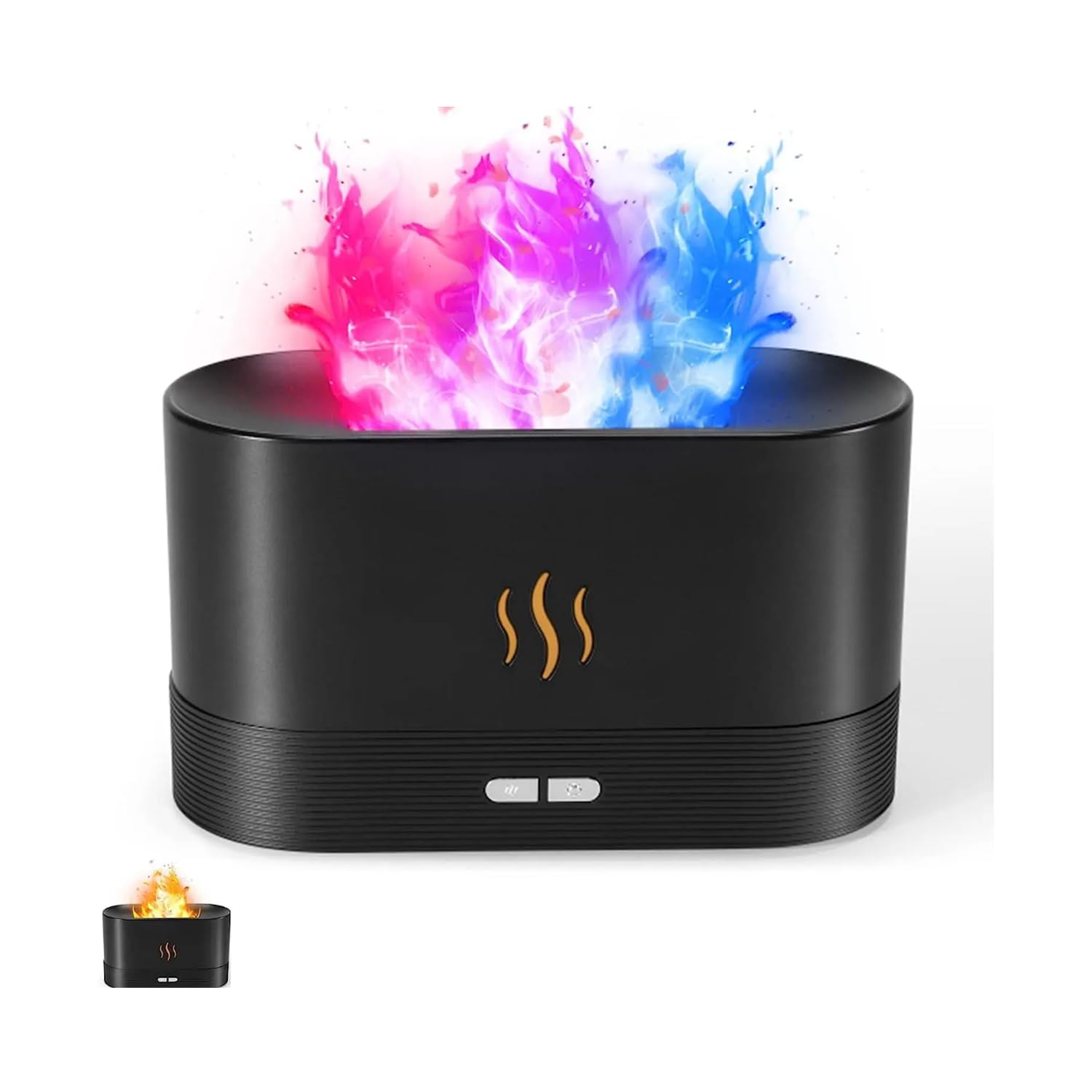 USB Power Portable Desk Humidifier, Simulation Flame Air Humidifier with 7 Colors Lamp, Spring Gifts, Aroma Diffuser for Car& Home, Silent Aromatherapy Diffuser for Bedroom Office Desk Car (White)