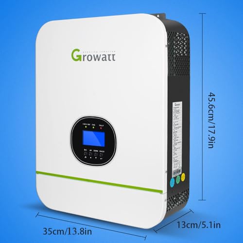 Solar Inverter 48V 3000W 120V/240V Split Phase Solar Inverter Growatt Built-in 80A MPPT Solar Charge Controller Pure Sine Wave Inverter for Home Use US Warehouse