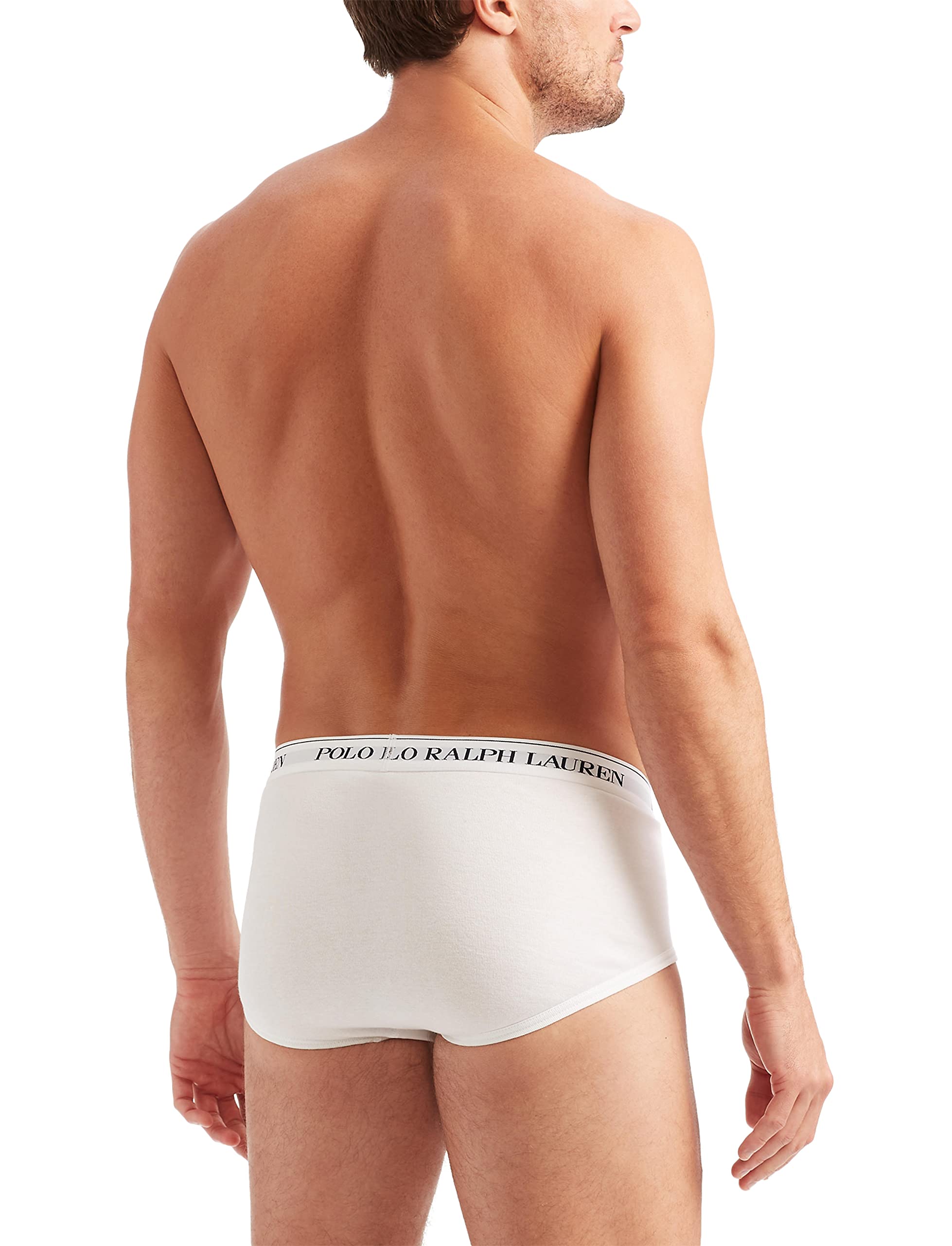 POLO RALPH LAUREN Mens Classic Fit Cotton 4-pack Briefs, White/Cruise Navy, Medium US