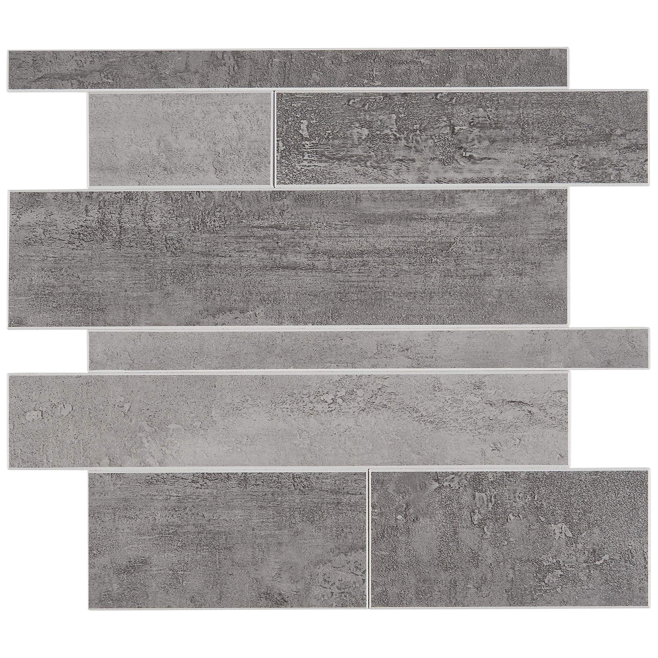 Luxe Core Railroad Light Gray 11.81 in. x 11.81 in. SPC Peel and Stick Kitchen, Bathroom, Backsplash Tile (0.96 Sq. Ft. / Sheet)