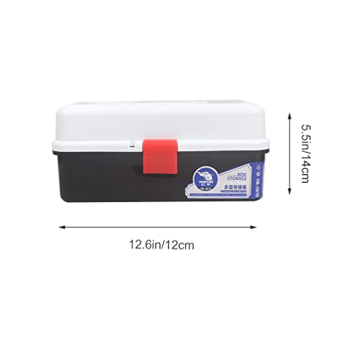 Yardwe 3- Layer Plastic Organizer Box Sewing Box Multipurpose Organizer with Removable Tray Portable Handled Storage Case for Art Craft and Cosmetic Black