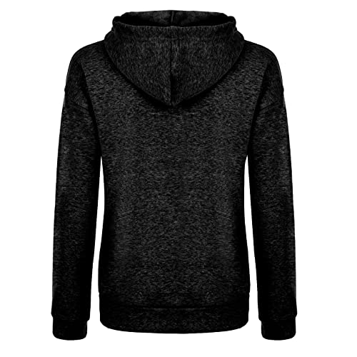 Women Long Sleeve Tshirt Loose Casual Sweatshirt Pullovers Sweatshirt Fall Long Sleeve Blouse Tops With Hood and Zip Black