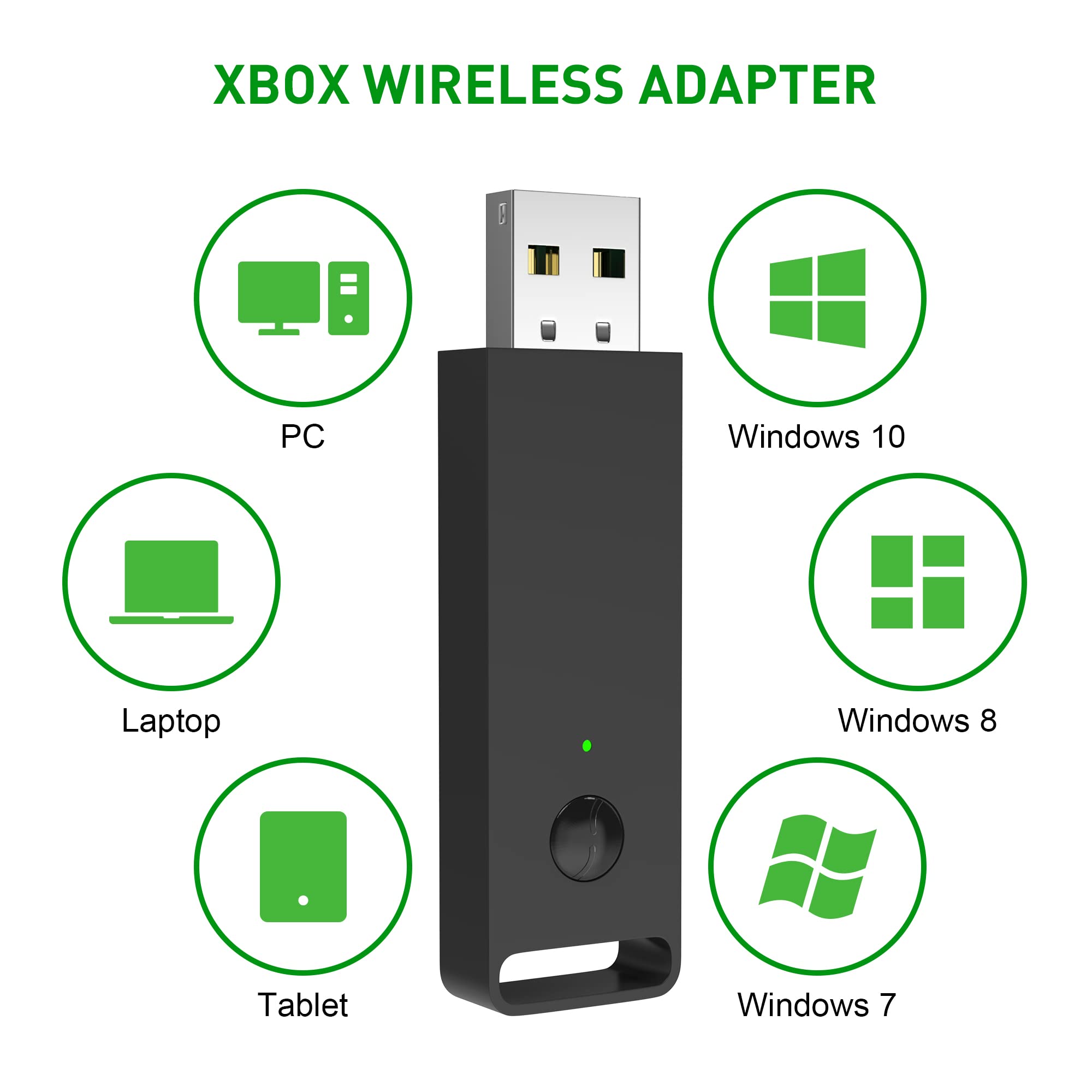 sevkumz Wireless Adapter for Xbox One, USB Wireless Gaming Receiver Adapter for Windows 10/8/7 Compatible with Xbox One Controller, Xbox One X, Xbox One S and Elite Series Controller