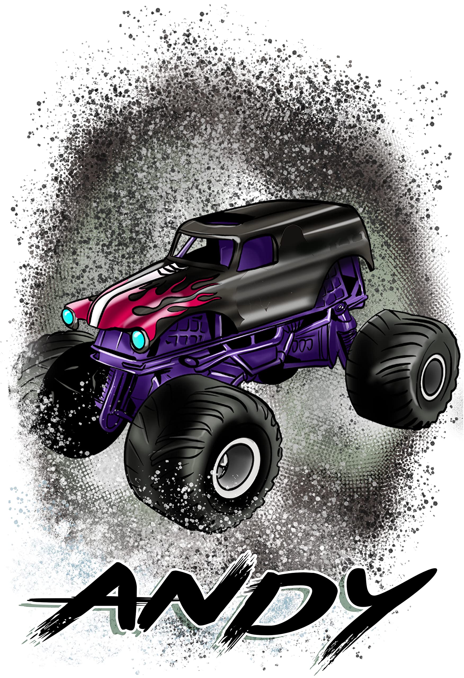Mythic Airbrush Digitally Airbrush Painted Personalized Custom Monster Truck Snapback Trucker Hats White, 1-5 1/4