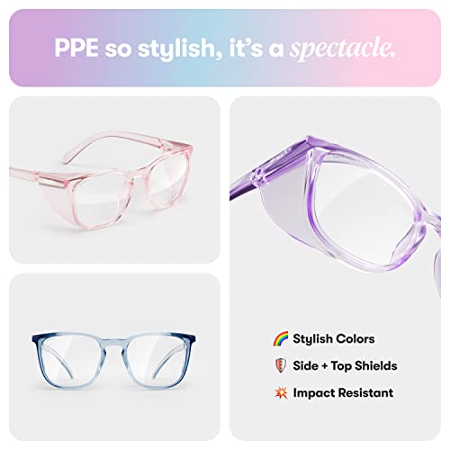Stoggles - Official - Square - Z87.1 Certified Safety Glasses - Anti-Fog - Blue Light Blocking (Medium, Charcoal)