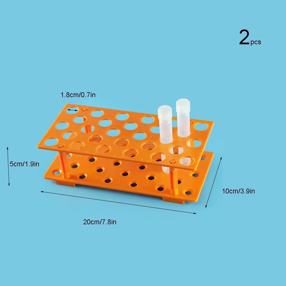 YXQ 28 Well Centrifuge Tube Rack,Orange Test Tube Holder for 10ml/15ml Detachable Plastic Stand (2 Packs)