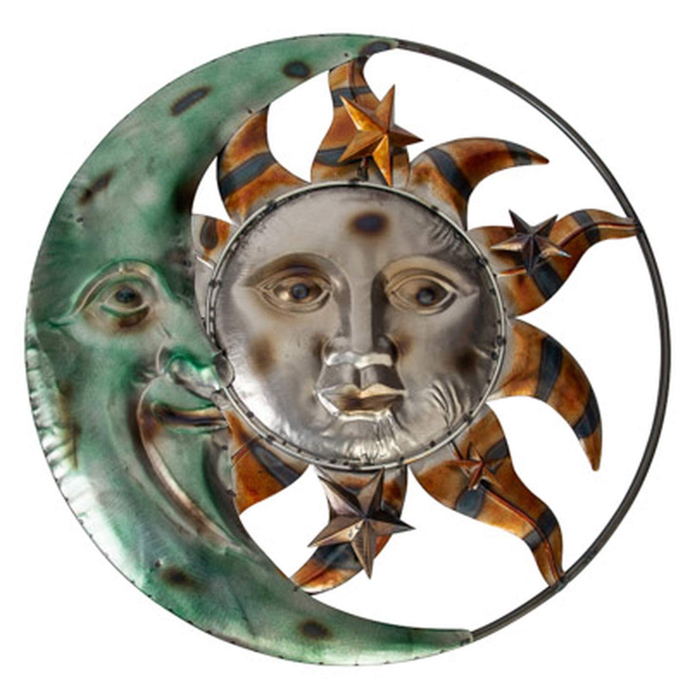 Metal Wall Art Crescent Moon Sun Stars Indoor Outdoor Garden Wall Hanging Decor 20 inches