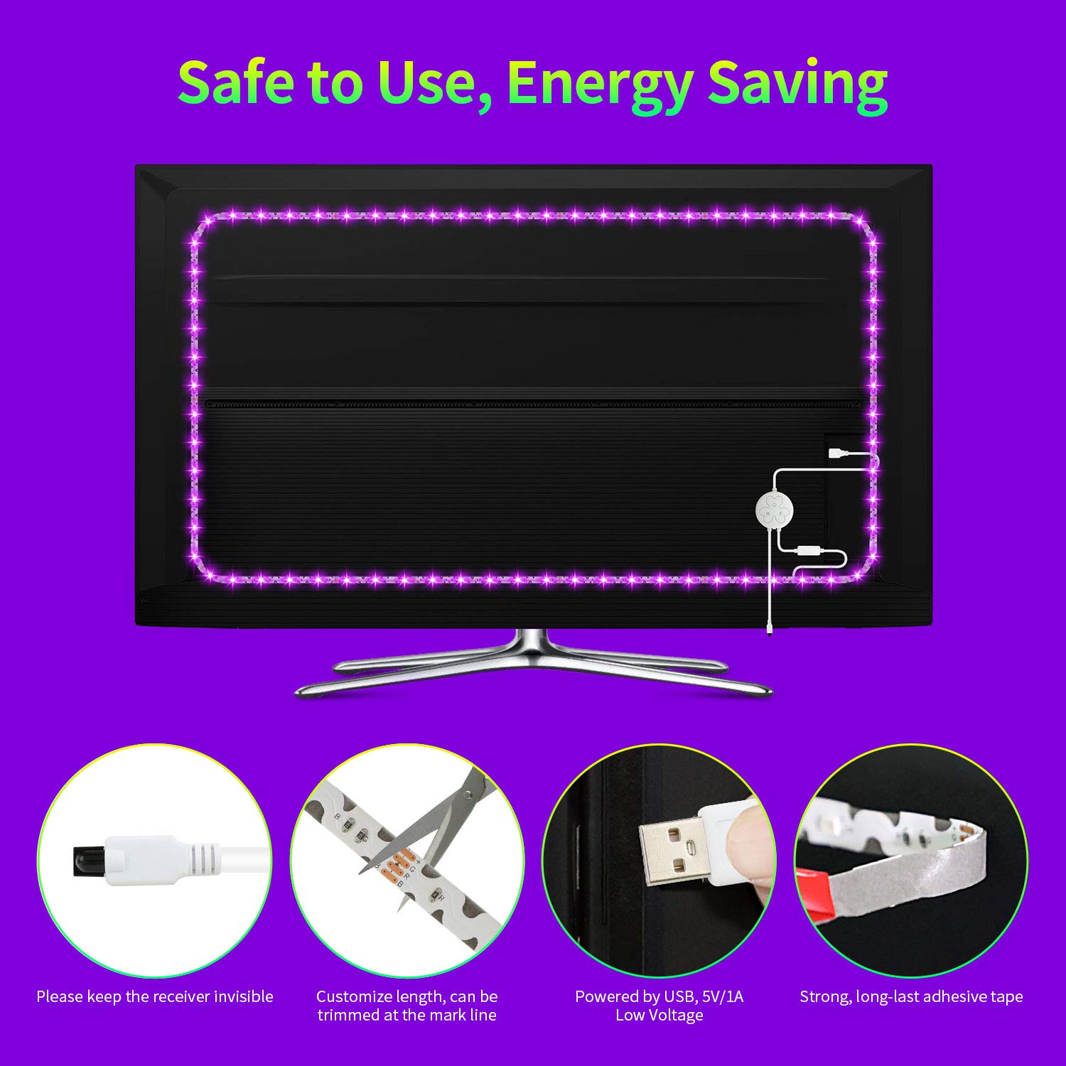 USB TV LED Backlight, Christmas Gift for teen, women,men, LED lights for PC Monitor