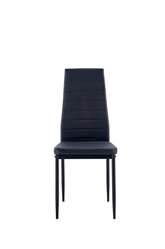 LIADTOP Set for 4, PU Leather Set of 4 Living, Modern Upholstered Side Chairs with Stable Metal Legs,for Dining Room, Kitchen, Restaurant,Black