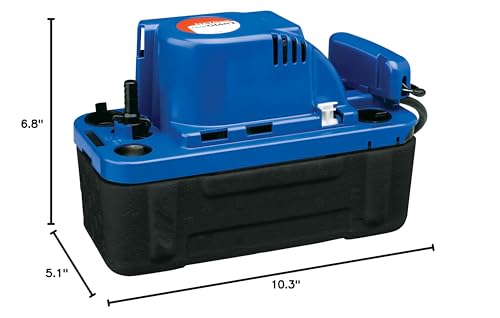Little Giant 554542, VCMX-20ULS-C 115 Volt, 1/30 HP, 84 GPH, Automatic Condensate Removal Pump, 6-Ft. Power Cord, Safety Switch, Anti-Sweat Sleeve, Blue
