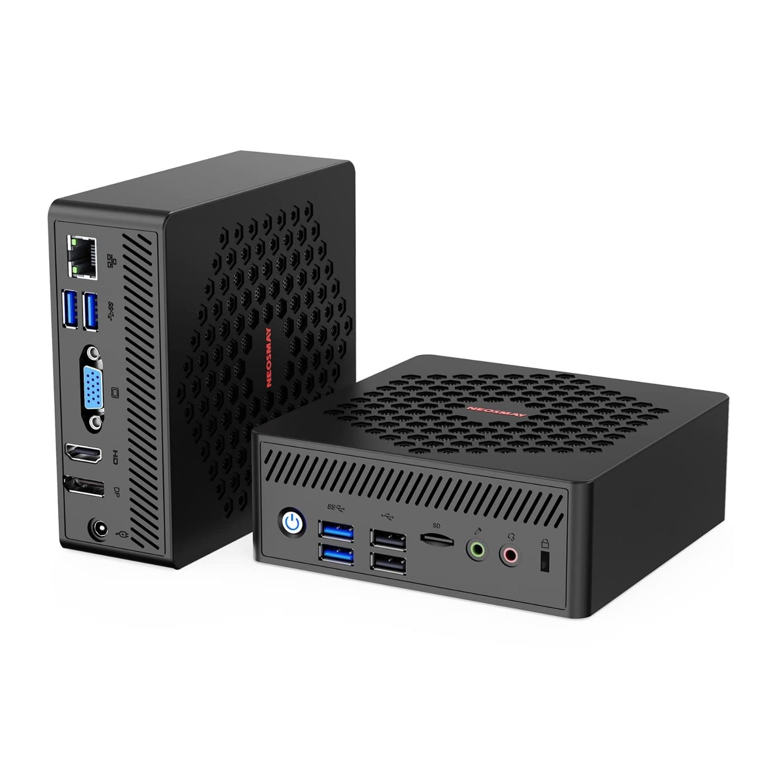 NEOSMAY Fanless Mini PC Fanless Desktop Mini Computer Micro PC Pentium N6005 CPU 16GB SODIMM DDR4 RAM 512GB M.2 2280 SATA SSD, Dual Channel, WiFi AX, HDMI/DP/VGA Triple Screen Display
