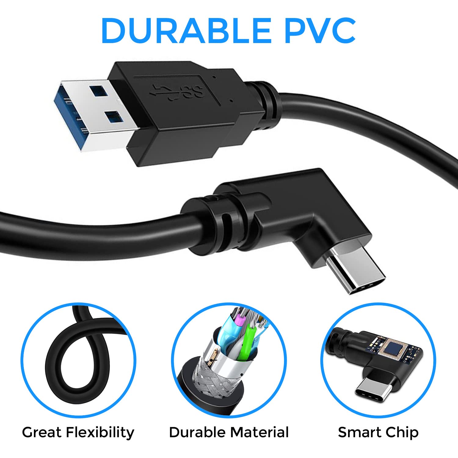 Sonicgrace Link Cable Compatible with Quest 2-16FT Quest 2 / Pro VR Link Cable with USB 3.2 2A Fast Charging and 5Gbps Date Transfer for VR Headset PC Gaming