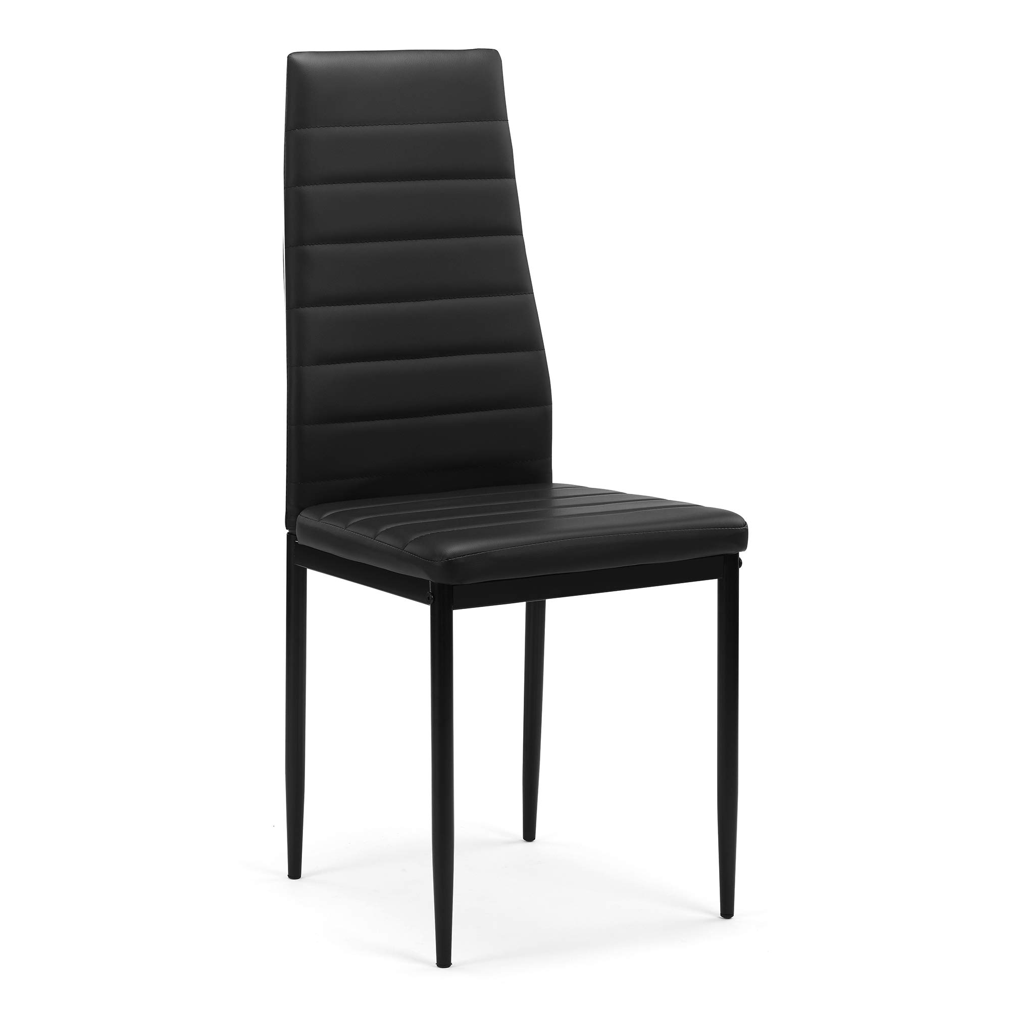 LIADTOP Set for 4, PU Leather Set of 4 Living, Modern Upholstered Side Chairs with Stable Metal Legs,for Dining Room, Kitchen, Restaurant,Black