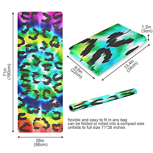 senya Leopard Print Tie Dye Cheetah Yoga Mat Cover, Non Slip Exercise Mat Cover High Performance Grip, Coming with Carry Bag(7ue6a)