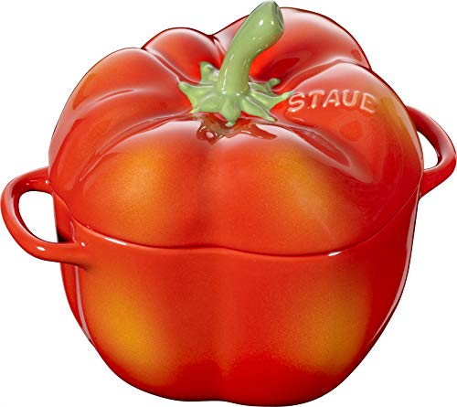 Staub 40500-325 Paprika Cocotte, 4.7 inches (12 cm), Orange, Ceramic, Heat Resistant, Ceramic, Microwave Safe