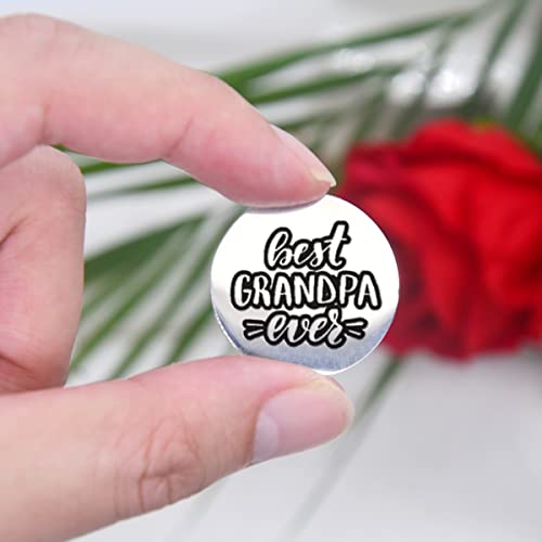 to My Grandpa Pocket Hug Token Gift, Long Distance Relationship Keepsake Stainless Steel Double Sided,Pocket Hug Token Gift for Grandpa from Grandchild - Best Grandpa Ever