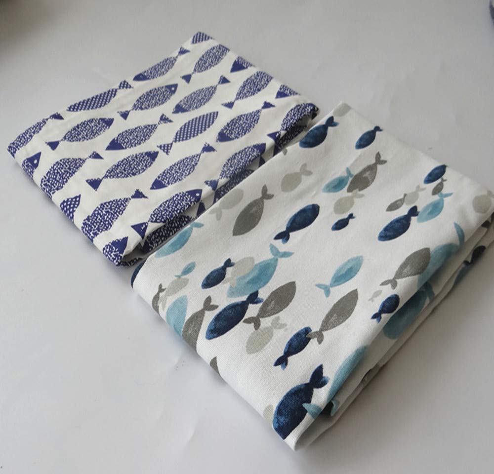 N /A Kitchen Dish Towels,Blue Fish Cotton Practical Kitchen Towel Set, Oversized 23.62X15.75inches Suitable for Cooking in The Kitchen and Household,Dry Cloth,Absorbent Terry Drying Dishes,2 Pieces