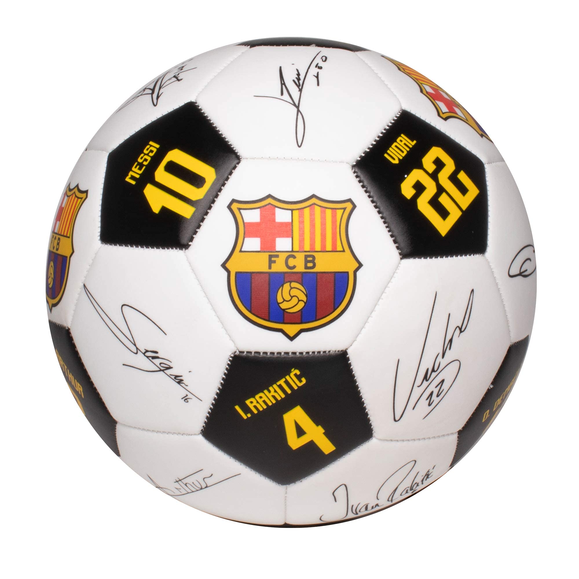 Maccabi Official FC Barcelona Soccer Ball with Player Signatures and Player Numbers, Size 5