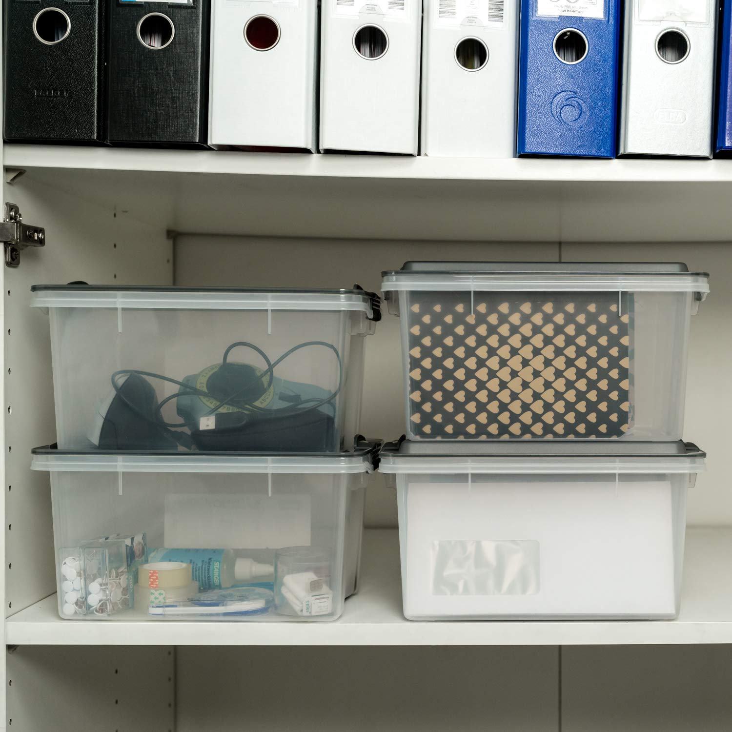 Rotho, Compact, Storage box 4.5 l with lid A5, Plastic (PP) BPA-free, grey/transparent, A5/45l (27,0 x 18,5 x 15,0 cm)