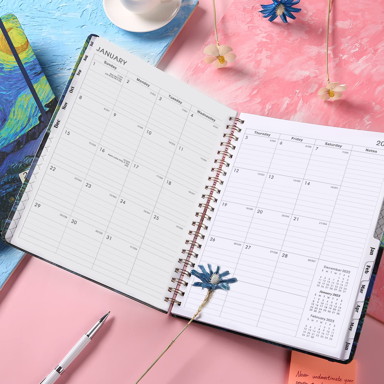 Planner 2022-2023 - Weekly & Monthly Planner 2022-2023, Jul 2022 - Jun 2023, 8.5" x 6.4", Flexible Cover, Strong Twin-Wire Binding, Premium Paper, 12 Monthly Tabs, Inner Pocket, Elastic Closure