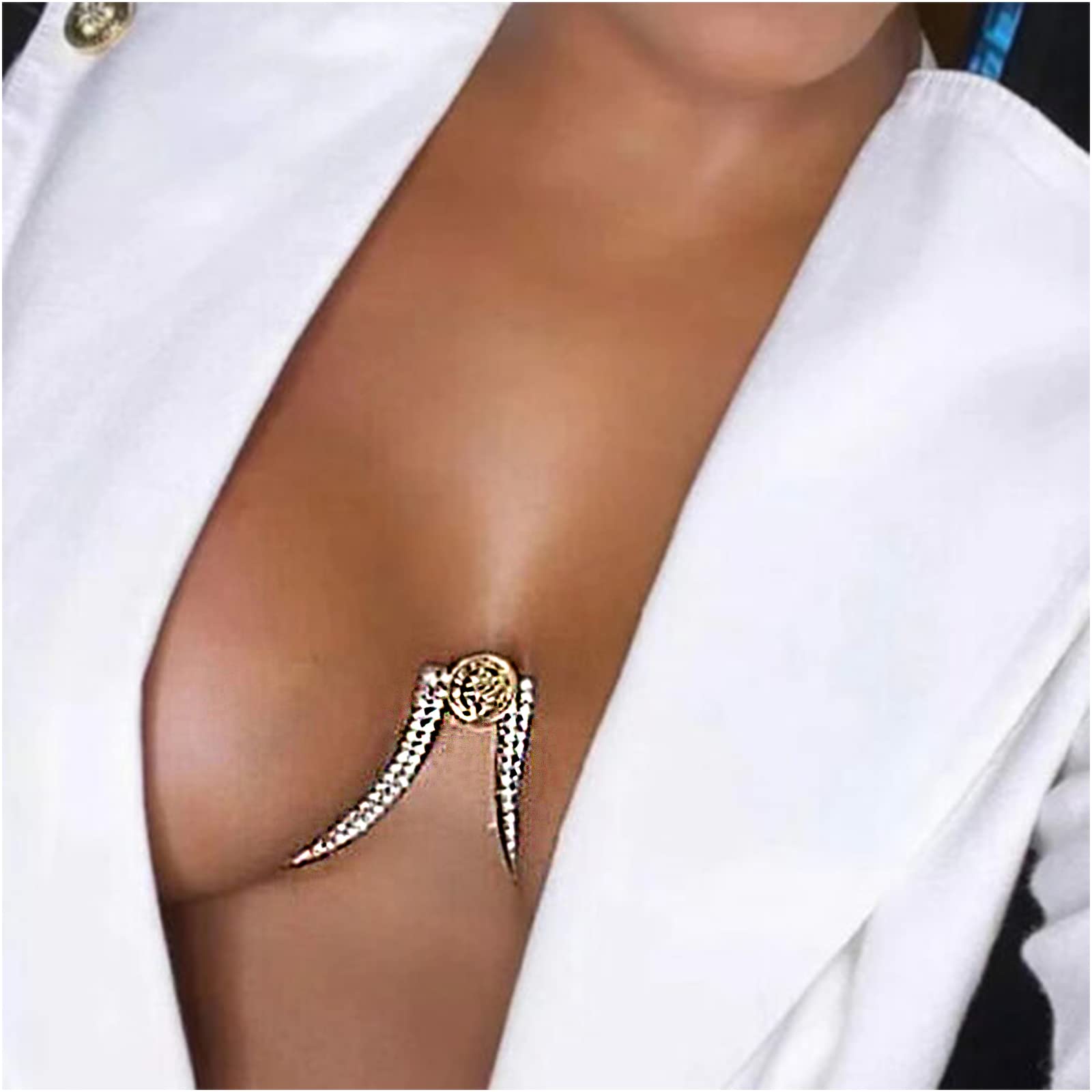 Sexy Metal Bikini Body Chains for Women,Rhinestone Chest Bracket Bikini Bra Chest Chain (B)