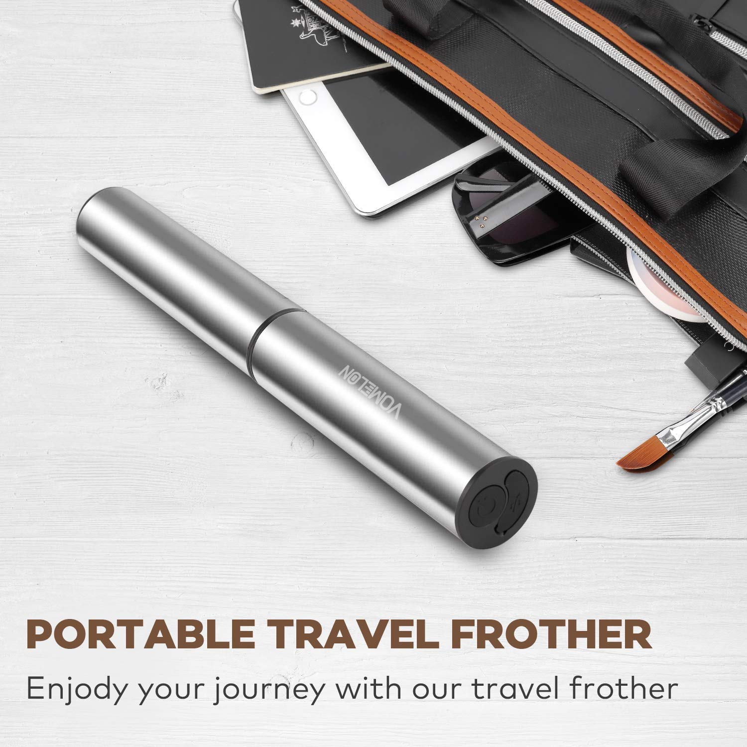 Milk Frother,Rechargeable 3 Speed Electric Coffee Foamer for Travel, Handheld Drink Mixer for Latte, Cappuccino, Coffee, Eggs, Hot Chocolate, Protein,Silver