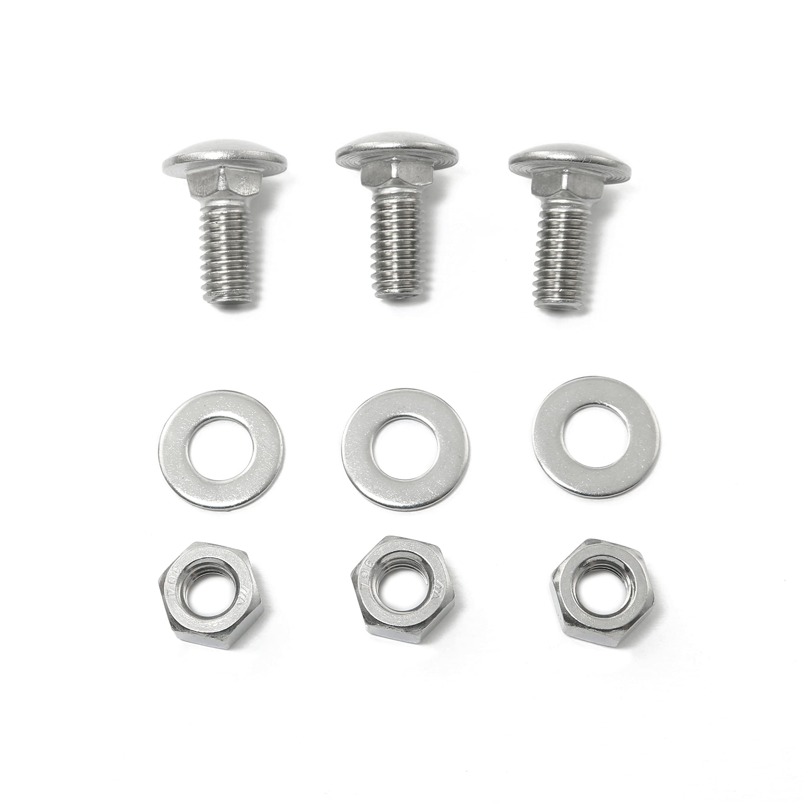WELWIK 10pcs 5/16-18 x 3/4" Carriage Bolts with 10pcs Hex Nut and 5pcs Flat Washer, Round Head, Square Neck Stainless Steel 18-8 (304)