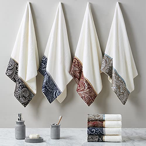 Madison Park - MP73-5310 Aubrey 6 Piece Jacquard Set for Bathroom, 2 Bath Hand Towels, 2 Washcloths, Spa Luxurious Textured Design, See Below, Blue