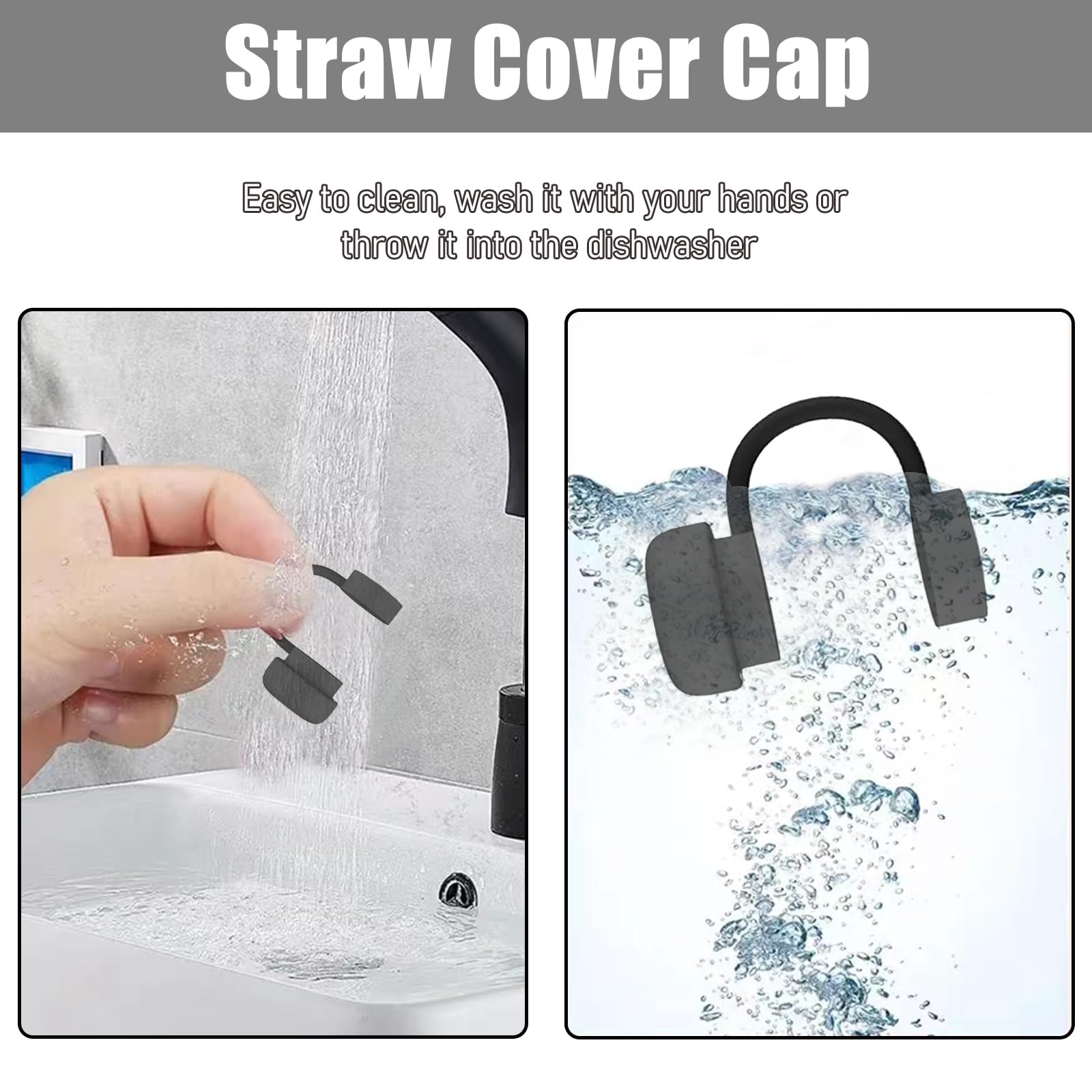 YZYX 4 Pcs Straw Covers Toppers Silicone Stanley Accessories for Stanley Cups 30&40 Oz Tumbler with Handle Reusable Straw Caps Tips for Stanley 10mm 0.4in Straws Dust-Proof Straw Lids,Black
