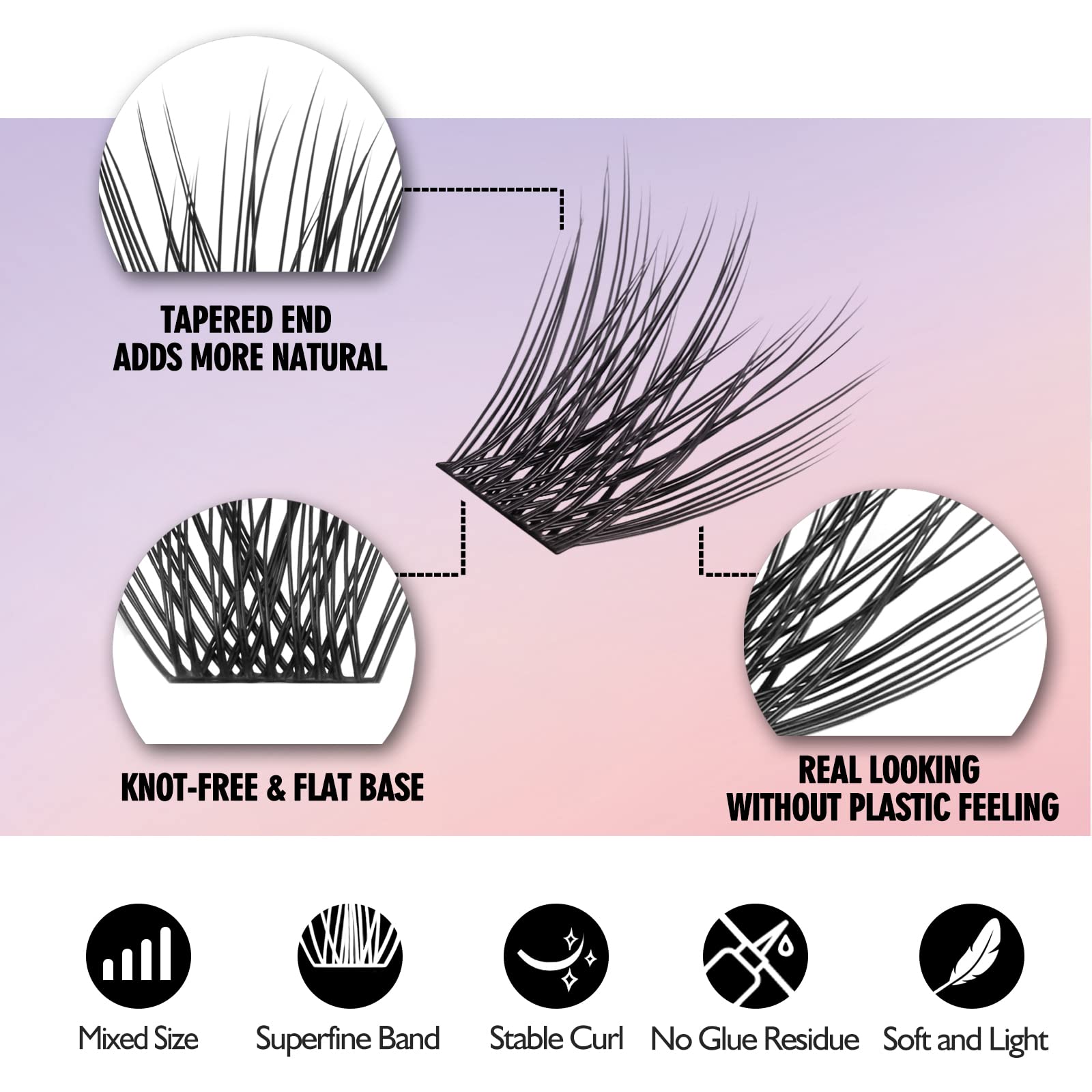 WONSIS π³πππ πͺπππππππ, False Eyelashes Individual for DIY Lash Extension, π΄ππ π³πππππ Individual Lashes, Natural Look πΉπππππππ Cluster Lashes for Home (Allure-π πΆπ
)