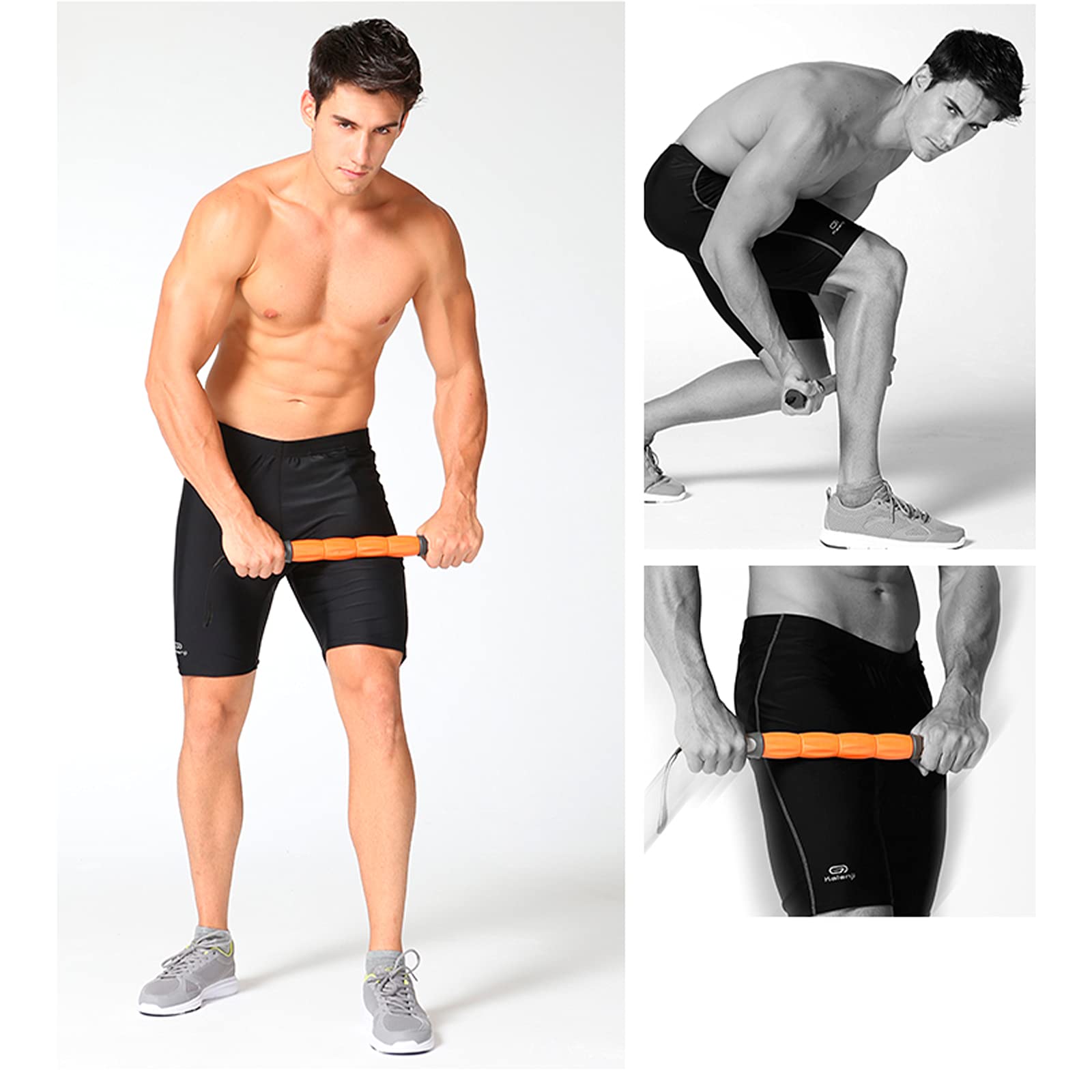 RAINYEAR Foam Roller Set 3 in 1 with Massage Stick for Back Legs Pain Relief, 18 Inch Deep Tissue Muscle Massager for Physical Therapy, Pilates, Yoga, Stretching, Balance & Core Exercises