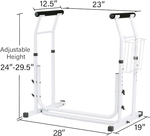 Vaunn Medical Bathroom Adjustable Height Toilet Rail Grab Bar and Commode Safety Frame Handle