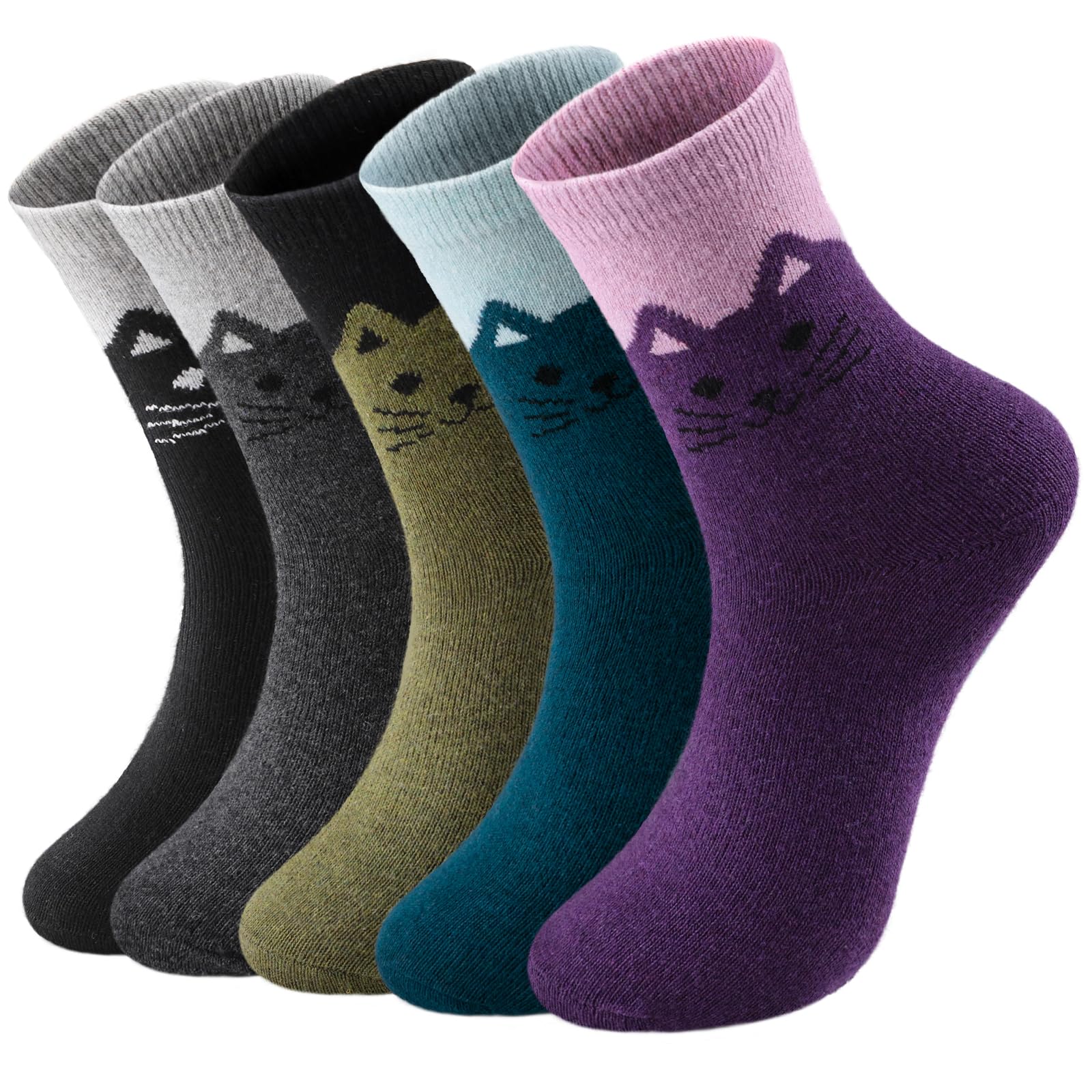Pleneal 3 Pack Womens Wool Socks - Boot Socks for Women, Wool Socks for Women, Warm Crew Winter Socks, Thick Knit Cozy Socks