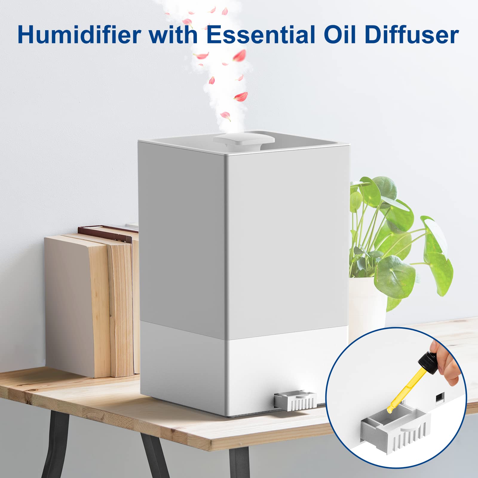 WOAEDMBY 6L Humidifiers for Bedroom Large Room, Cool Mist Humidifiers for Baby Nursery Plants with Essential Oils Diffuser, 360°Rotatable Double Spray Outlet Nozzle, Auto-Shut Off,Sleep Mode