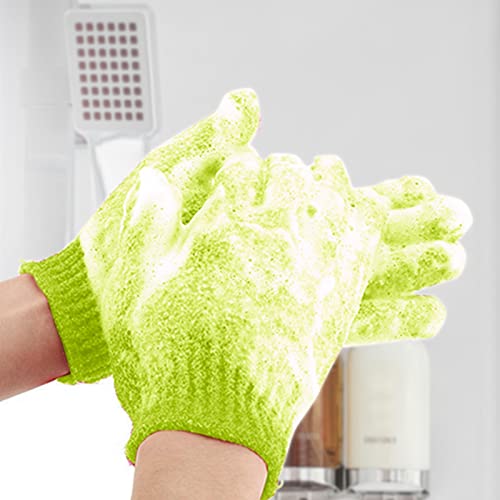 YEZIJIN 4 Pcs Exfoliating Shower Gloves Double Sided Exfoliating Bath Gloves Deep Clean Dead Skin for Spa Massage Beauty Skin Shower Body Scrubber Bathing Accessories Sponge Stick Bath (E, A)