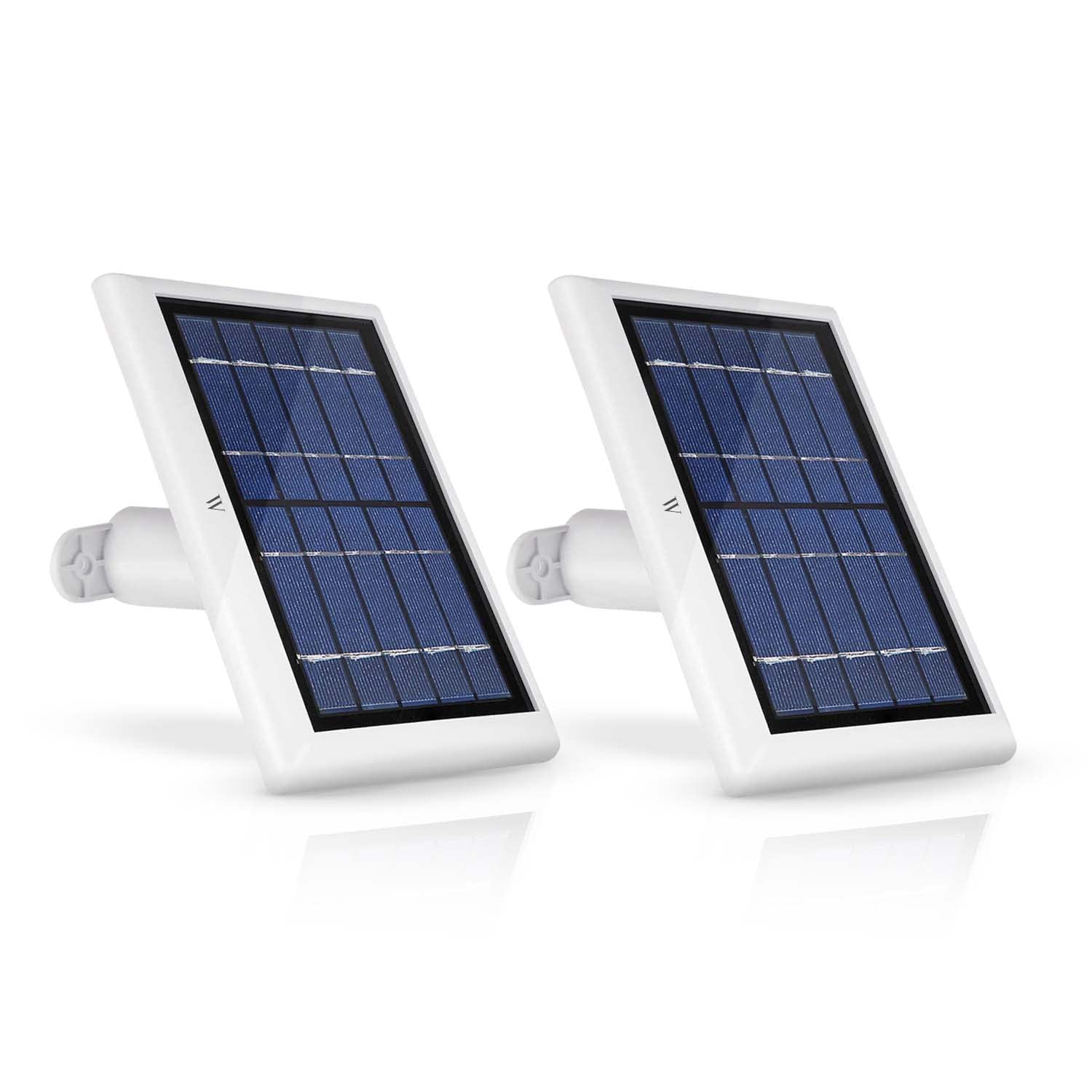 Wasserstein Solar Panel Compatible with Spotlight Cam Plus/Pro and Stick Up Cam Battery - Includes Barrel Plug with USB C Adapter - 2W 5V Charging (2 Pack, White)