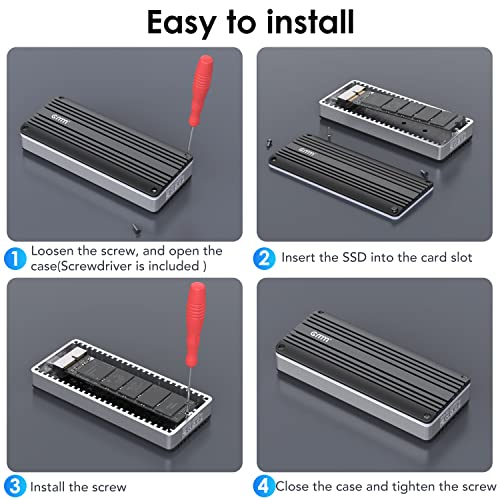 USB C 3.2 SSD Enclosure for 12+16 Pin MacBook SSDs for MacBook Pro 2013-2015, iMac 2013-2015, MacBook Air 2013-2017, Portable Aluminum SSD Adapter with Adjustable Indicator for MacBook SSD