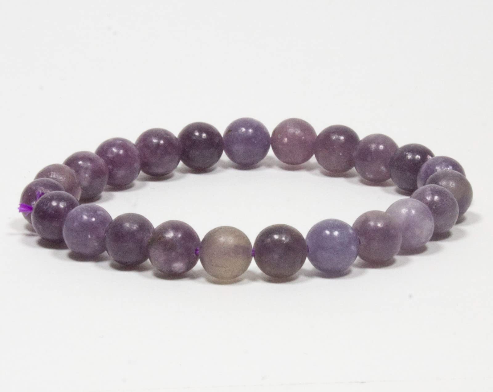Pachamama Essentials Natural Gemstone Bracelet 7-7.5 In Stretch Gems Stones 8mm Round - Beads Healing Crystals Quartz - Chakra Bracelet (Lepidolite)
