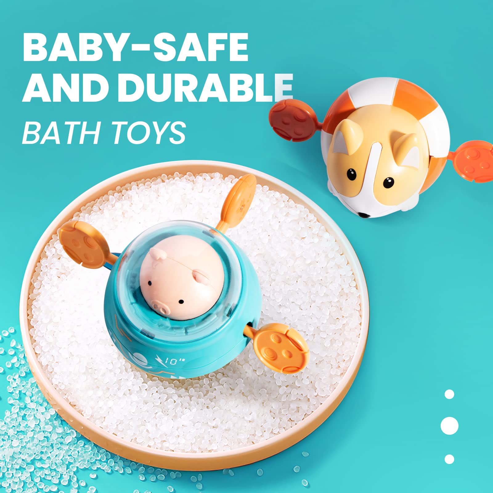 Swimming Baby Bath Toys for Infants 18 months, Baby Wind Up Bath Toys Pull and Go, Pull String Shower Toys for Boys and Girls