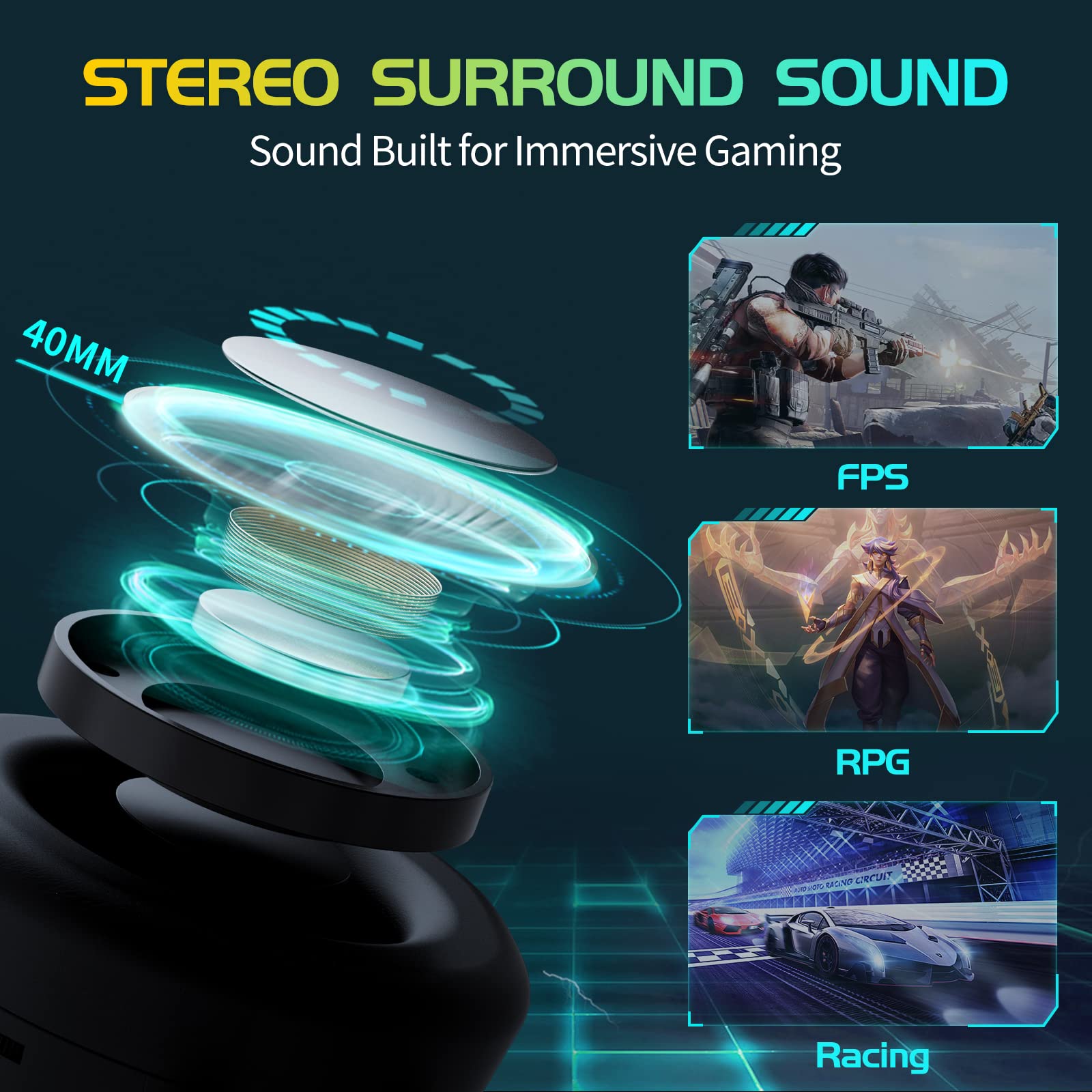 SOMIC G310 Gaming Headset, 3.5mm Gaming Headphones with Microphone Noise Cancelling with RGB Light, Stereo Sound for PC, Laptop, PS4, PS5, Xbox
