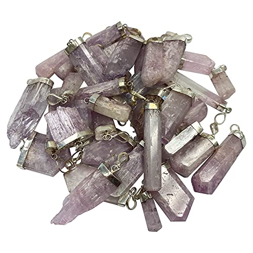 Natural Kunzite Gemstone Crystal Silver Pendant for Women