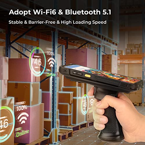 MUNBYN Rugged Tablet, 10.1 inch Windows 10 Pro Rugged Tablet and 2023 Android Barcode Scanner with Pistol Grip