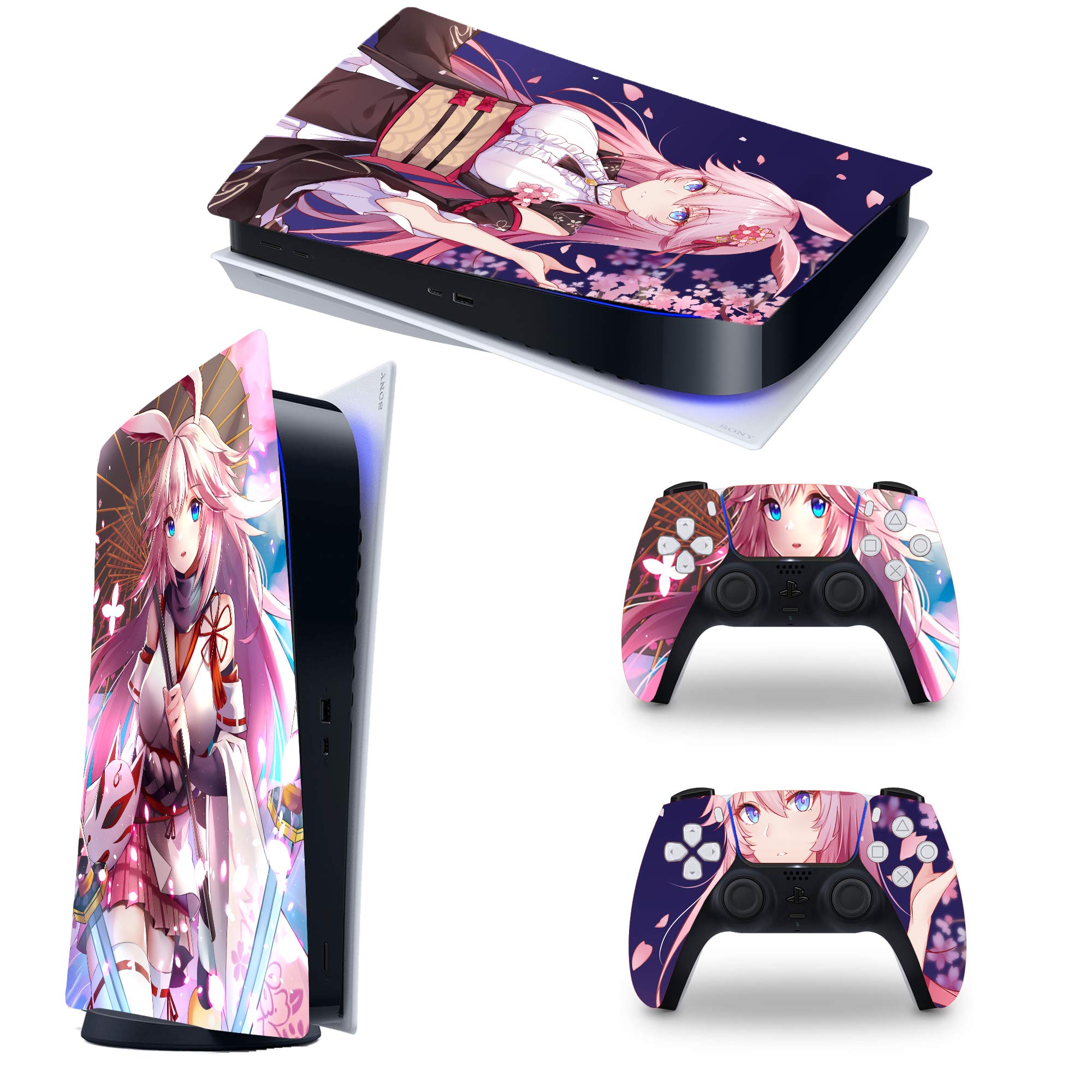 Playstation 5 Digital Edition Skin Set – Anime Girl Ecchi - HD Printing Vinyl Skin Cover Protective for PS5 Digital Edition Console and 2 PS5 Digital Edition Controller