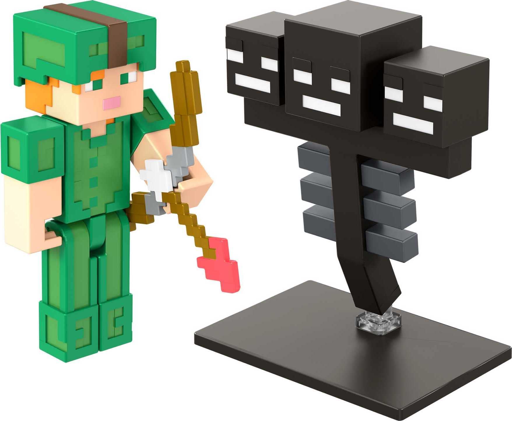 Mattel Minecraft Craft-a-Block 2-Pk, Action Figures & Toys to Create, Explore and Survive, Authentic Pixelated Designs, Collectible Gifts for Kids Age 6 Years and Older
