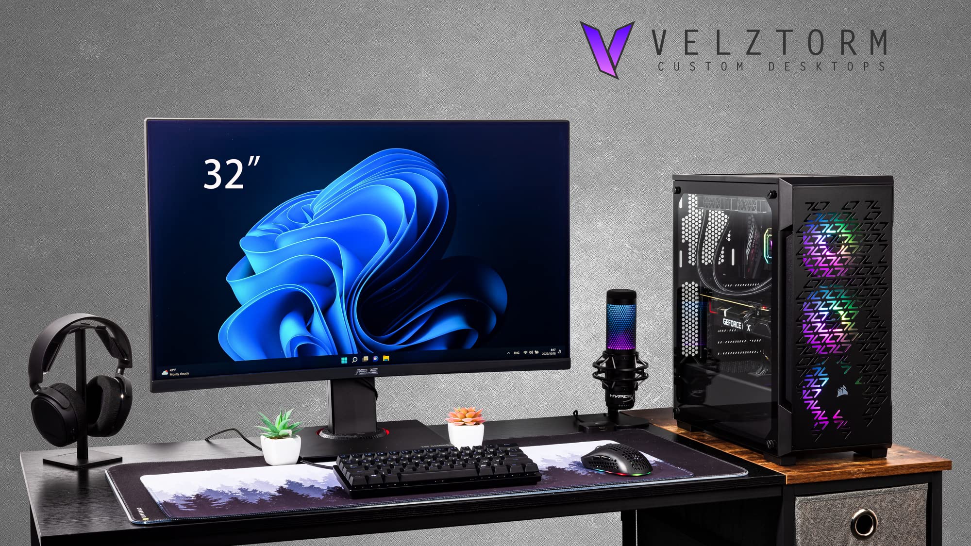 Velztorm Ferrux II Custom Built Gaming Desktop PC (Intel i9-12900K 16-Core, 16GB RAM, 1TB PCIe SSD + 1TB HDD (3.5), GeForce RTX 3070 Ti, WiFi, Bluetooth, Black, Win 11 Home)