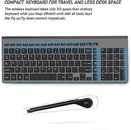 Wireless Keyboard Mouse Combo, J JOYACCESS Ergonomic and Cordless Keyboard and Mouse Set for PC,Windows, Computer, Laptop, Desktop, Chromebook,Mac-Grey