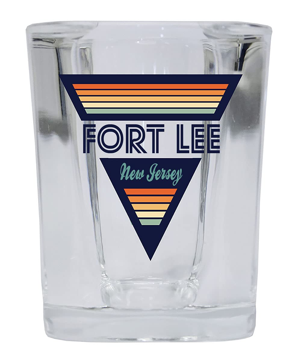 R and R Imports Fort Lee New Jersey 2 Ounce Square Base Liquor Shot Glass Retro Design
