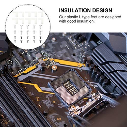 VILLCASE 50 Sets Insulating Post PCB Mounting Feet PCB Pillar PCB Board L Shape Insulated PCB Spacer PCB Spacer Feet Motherboard Fixing Feet Board Mounting Feet White Floor Mat Plastic Feet