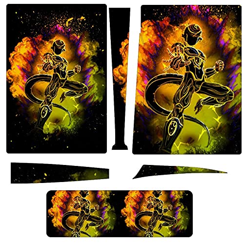 Playstation 5 Optical Drive Version Sticker Protective Cover, Super Saiyan Gold Frieza Soul of The Destruction ps5 Controller Protective Shell (Compatible with ps5 Optical Drive)