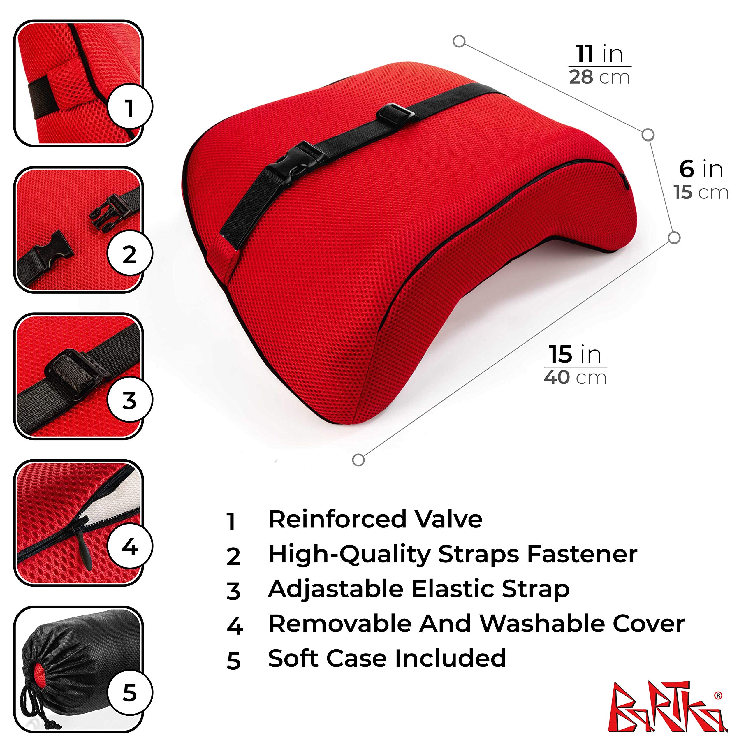 Memory Foam Lumbar Support Back Cushion with 3D Mesh Cover Balanced Firmness Designed for Lower Back Pain Relief- Ideal Back Pillow for Computer/Office Chair, Car Seat, Recliner etc.…